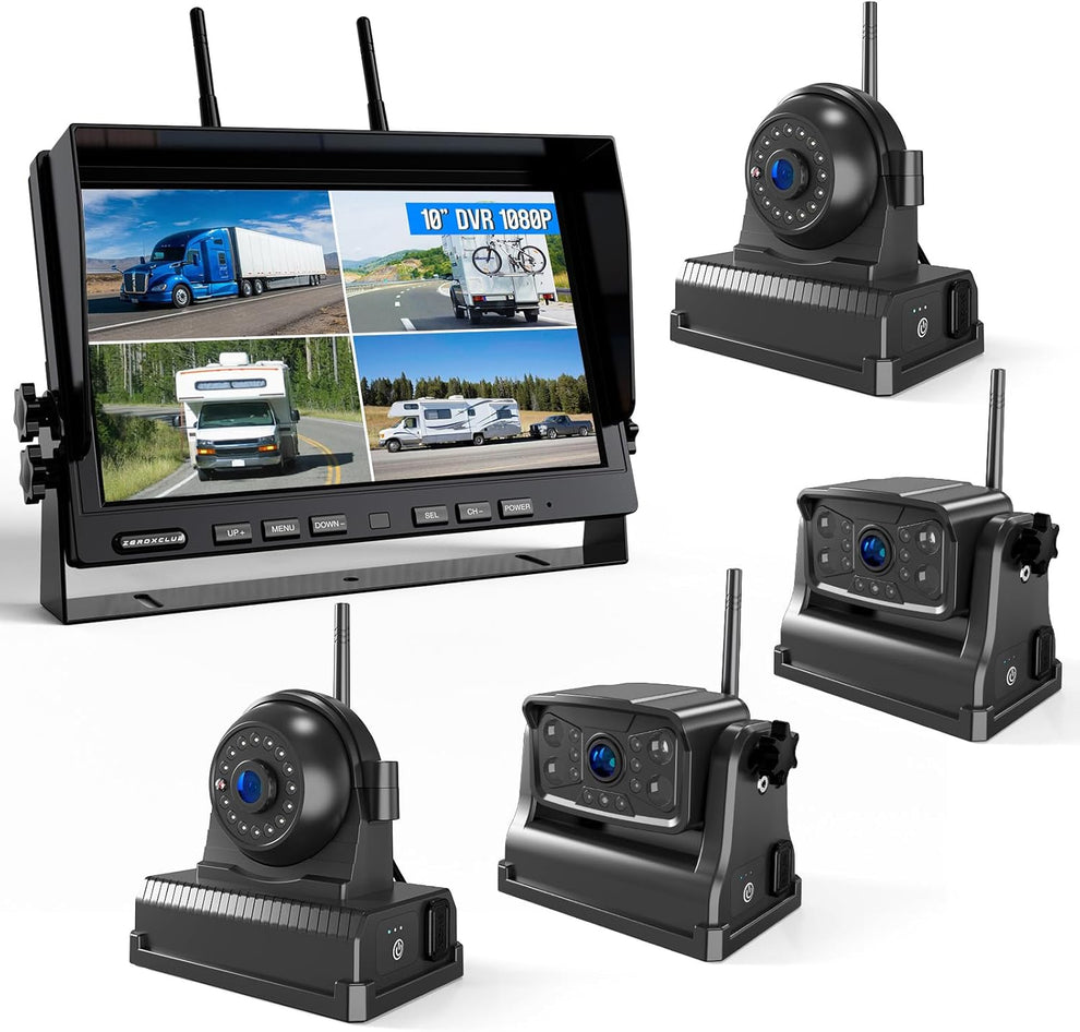 Magnetic Wireless Backup Camera: 10" HD 1080P DVR Monitor with 2 Rear ...